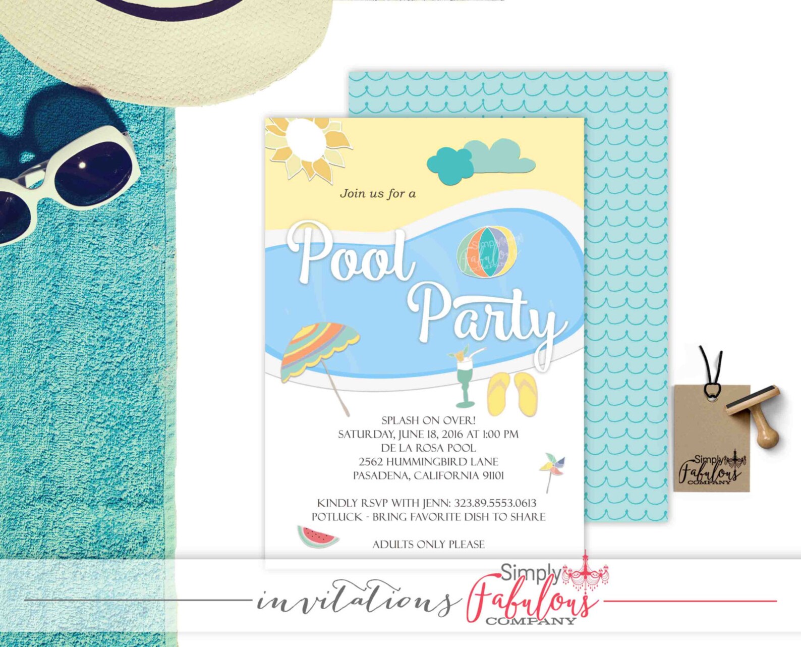 Pool Party Invitation Adult Pool Party Invitation Summer - Etsy