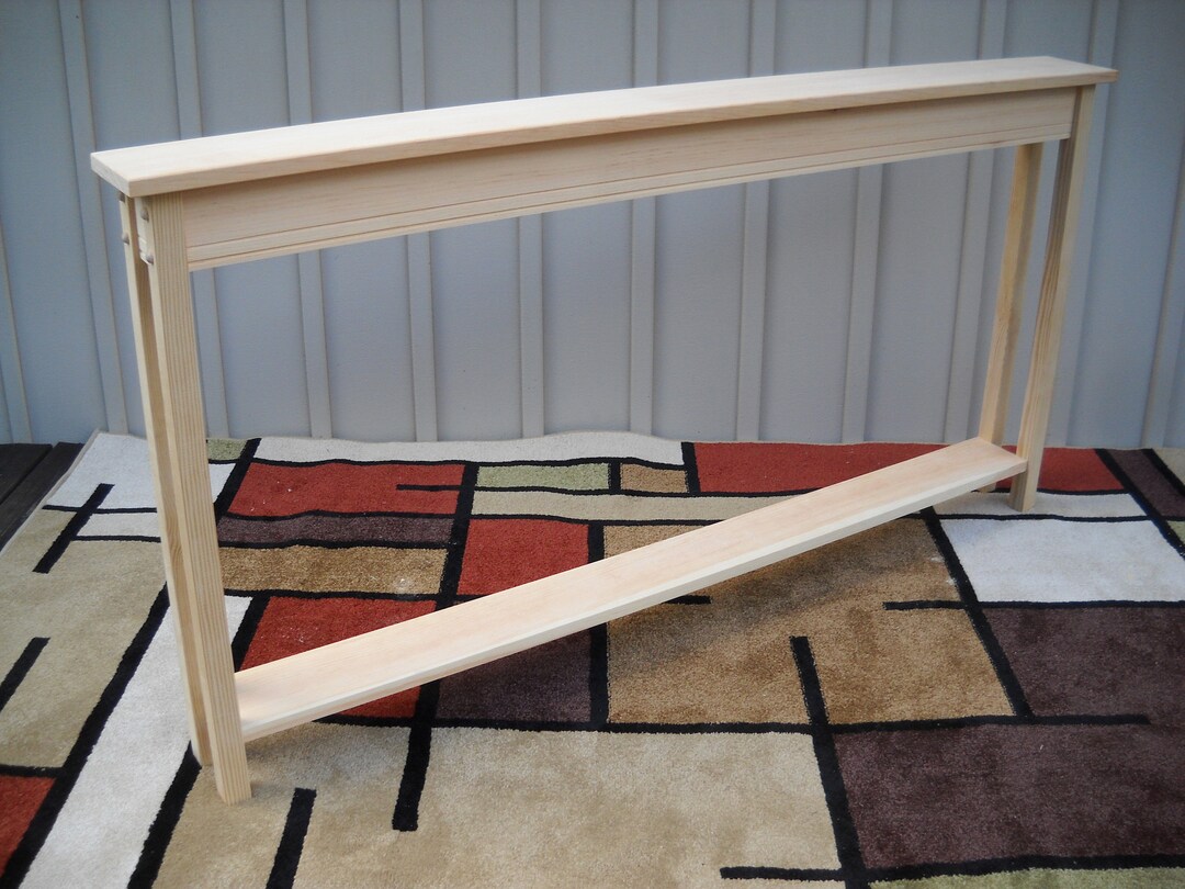 Unfinished 60" EXTRA NARROW Shaker Square Edge Style Console, Sofa Pine ...