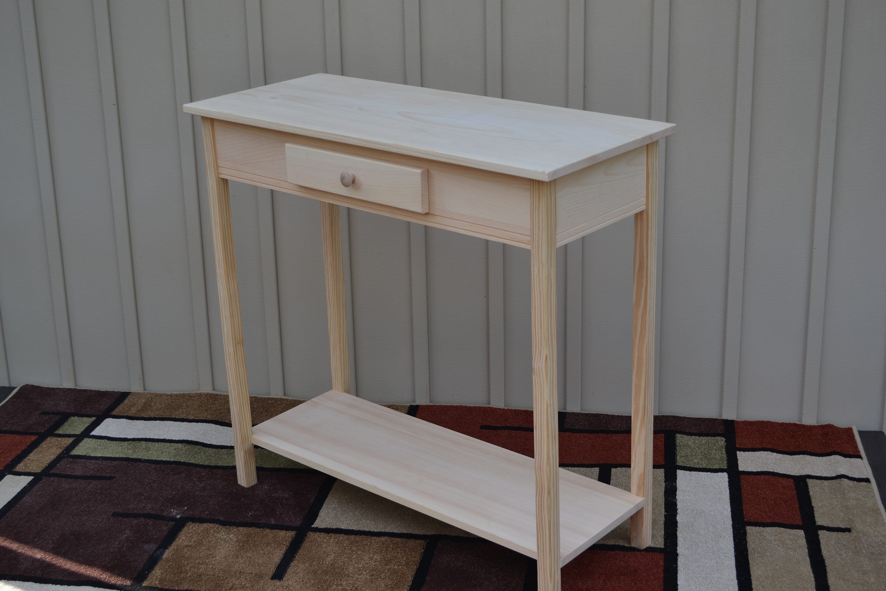 Unfinished Pine Tall Foyer Entry Table TV Stand Shaker Square Edge ...