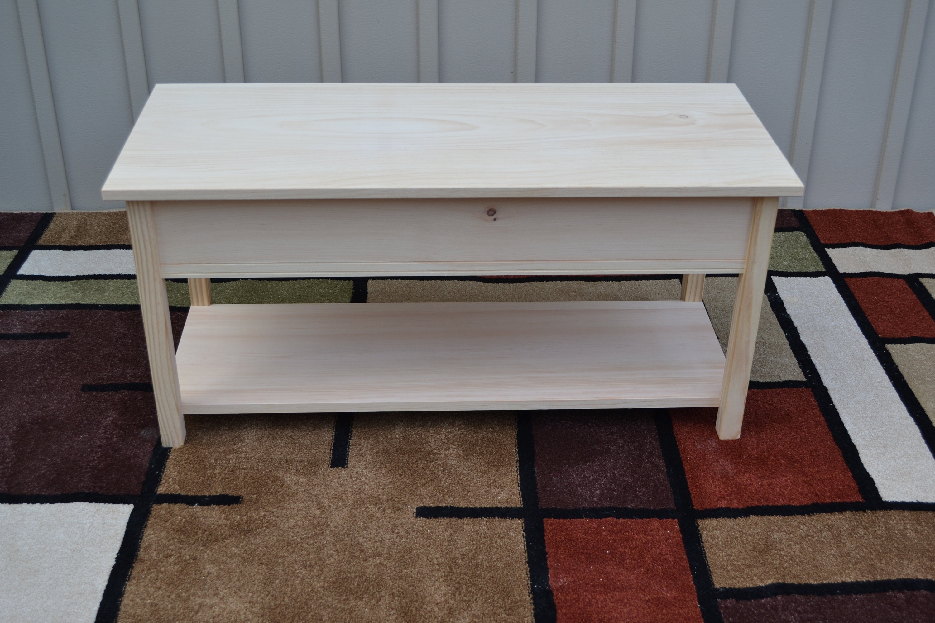 Unfinished Pine Coffee Table W/shelf and Drawer Shaker Square - Etsy