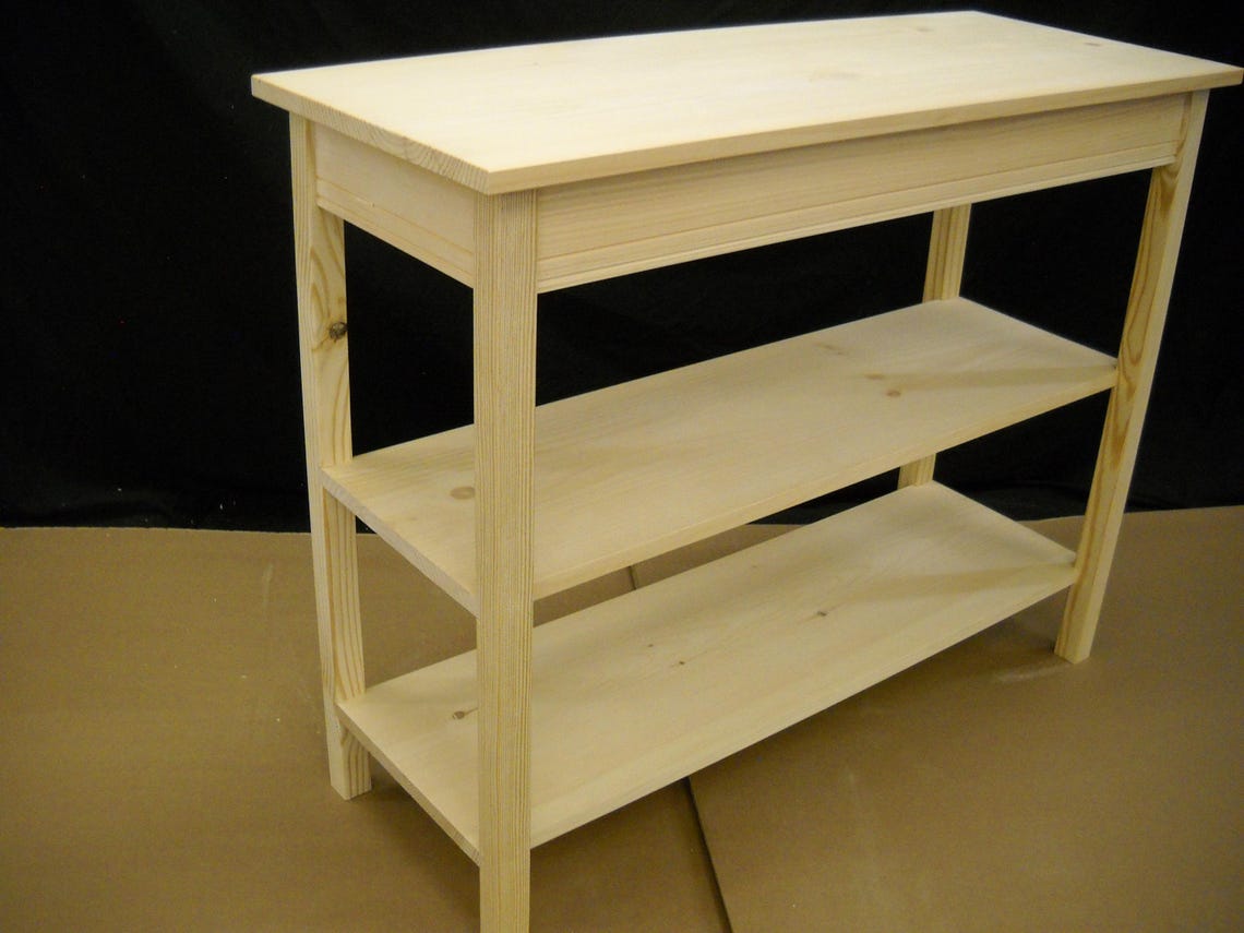 Unfinished 38"x15" Deep Console Pine Table W/2 Shelves - Etsy