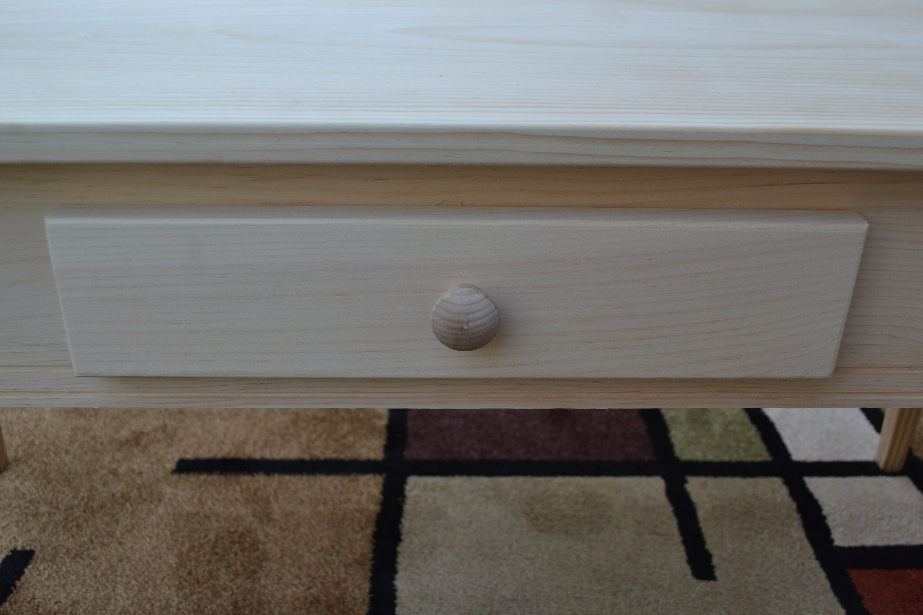 Unfinished Pine Coffee Table W/shelf and Drawer Shaker Square - Etsy
