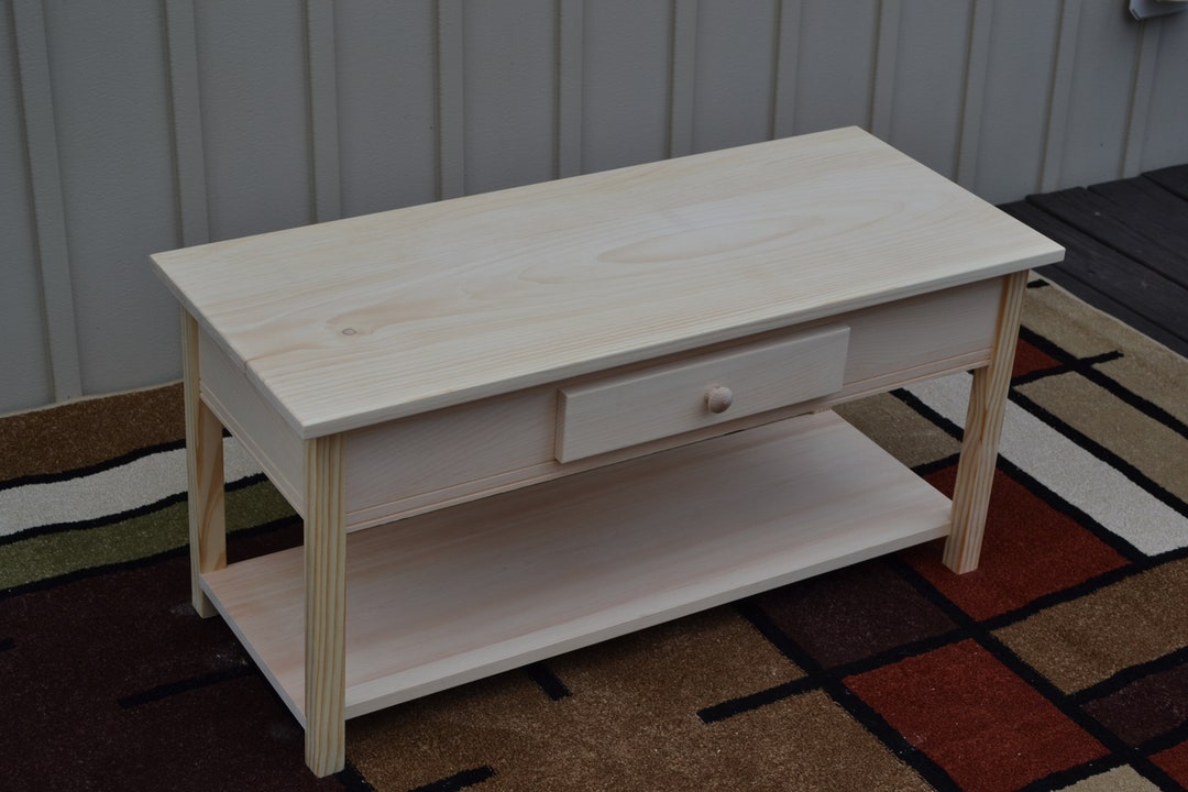 Unfinished Coffee Table W/shelf and Drawer - Etsy