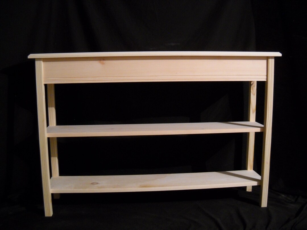 Unfinished 45"x15" Deep Console Pine Table W/2 Shelves - Etsy