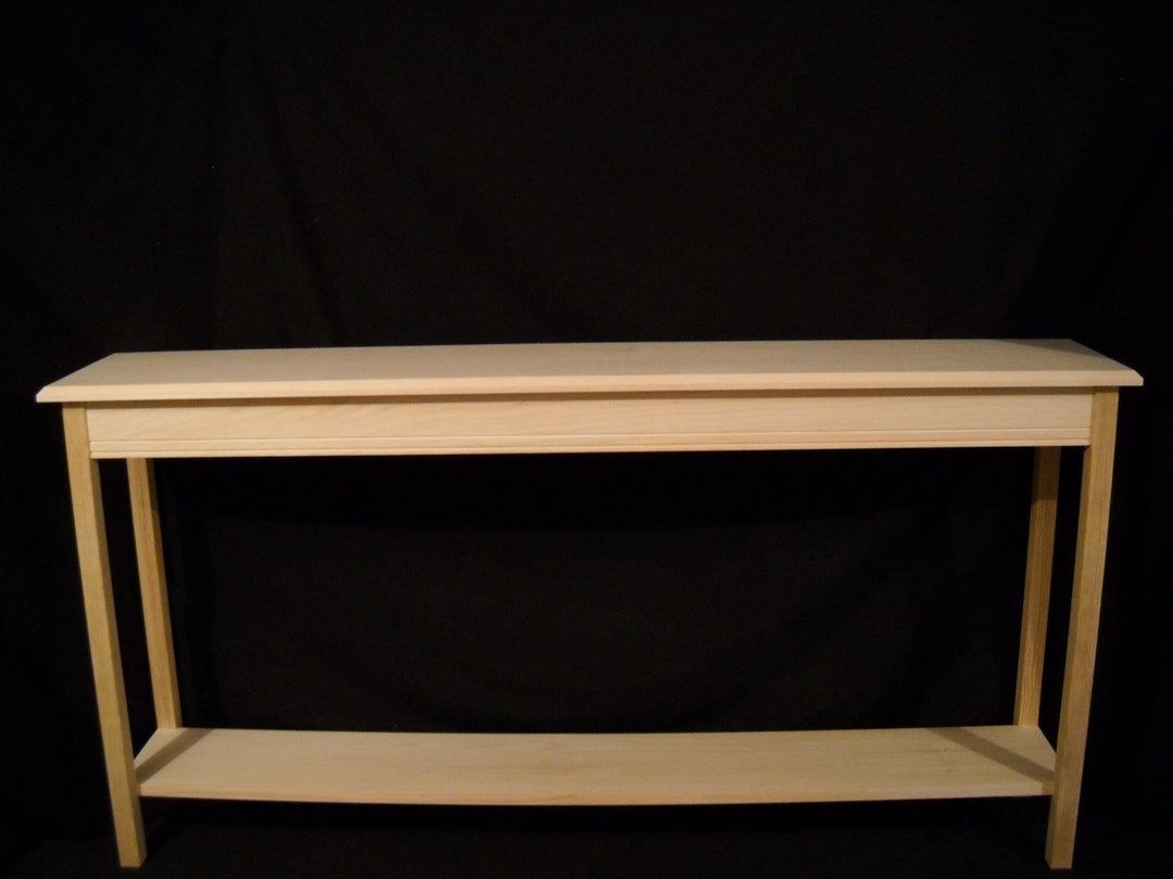 Unfinished 60" Console, Sofa 11"deep Beveled Edge Pine Table W/shelf - Etsy
