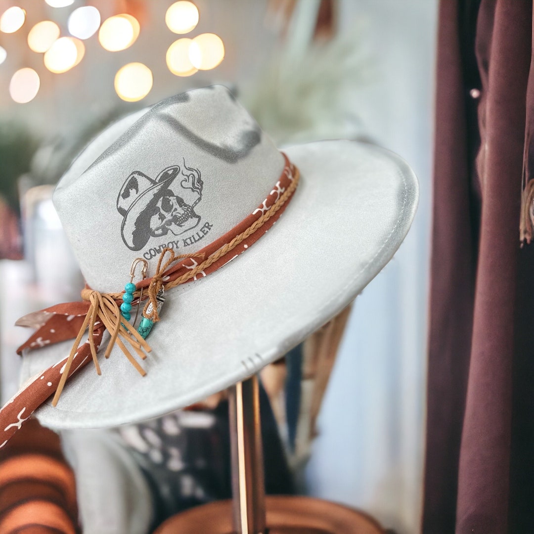 Burnt Hat Cowboy Killer Skull Western Hat Retro Vintage - Etsy
