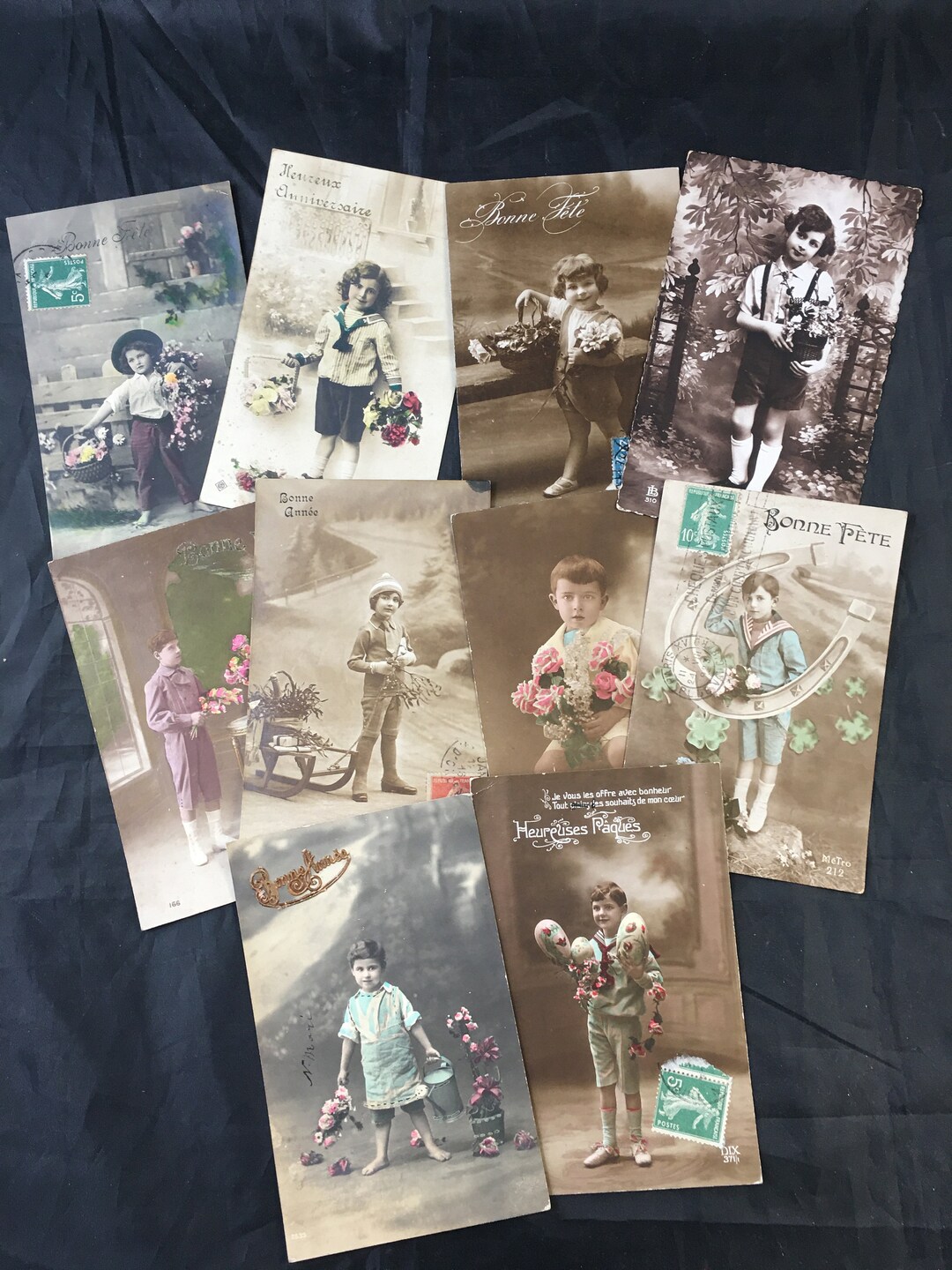 Original 1900s 1920s Lot of 10 Young Boys Fantasy Postcards Vintage ...