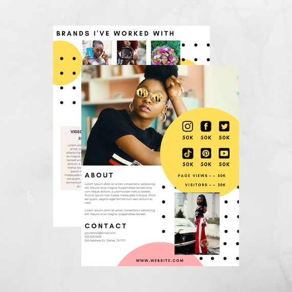 Modern Influencer Media Kit Brand Kit Lifestyle Blogger | Etsy