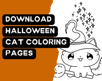 Halloween Cat Coloring Page! - Etsy