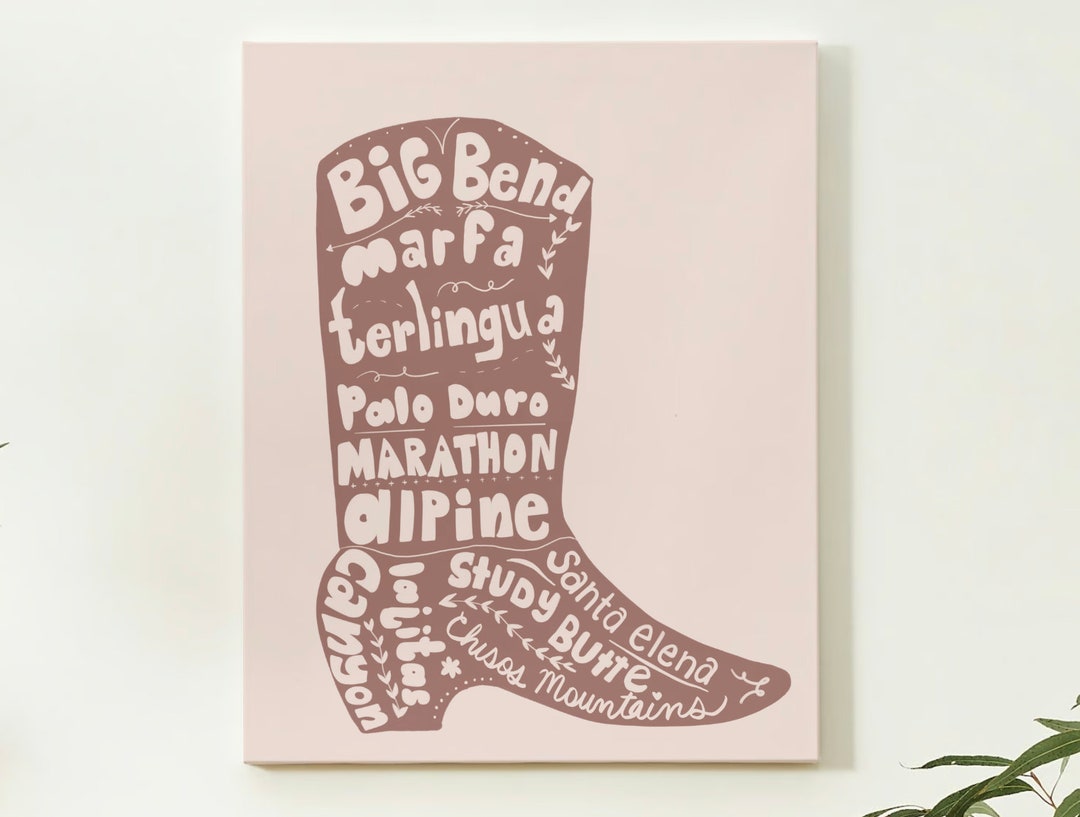 Texas Cowgirl Boot Art Print: Western Landmark Design (digital PDF) - Etsy