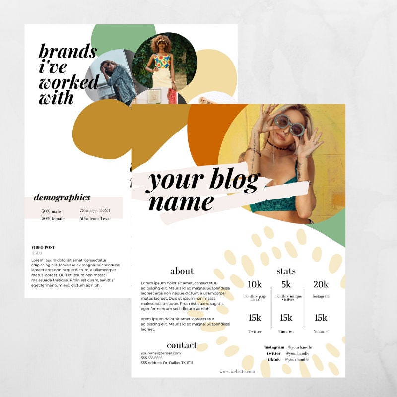 Retro Blogger Influencer Media Kit, Brand Kit Lifestyle Blogger, Travel ...
