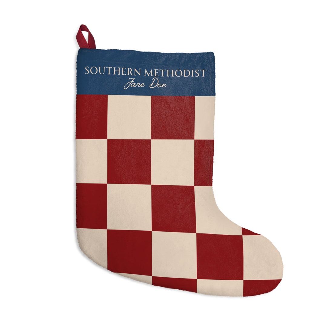 Customizable SMU Checkered Christmas Stocking - Personalized Mustang ...