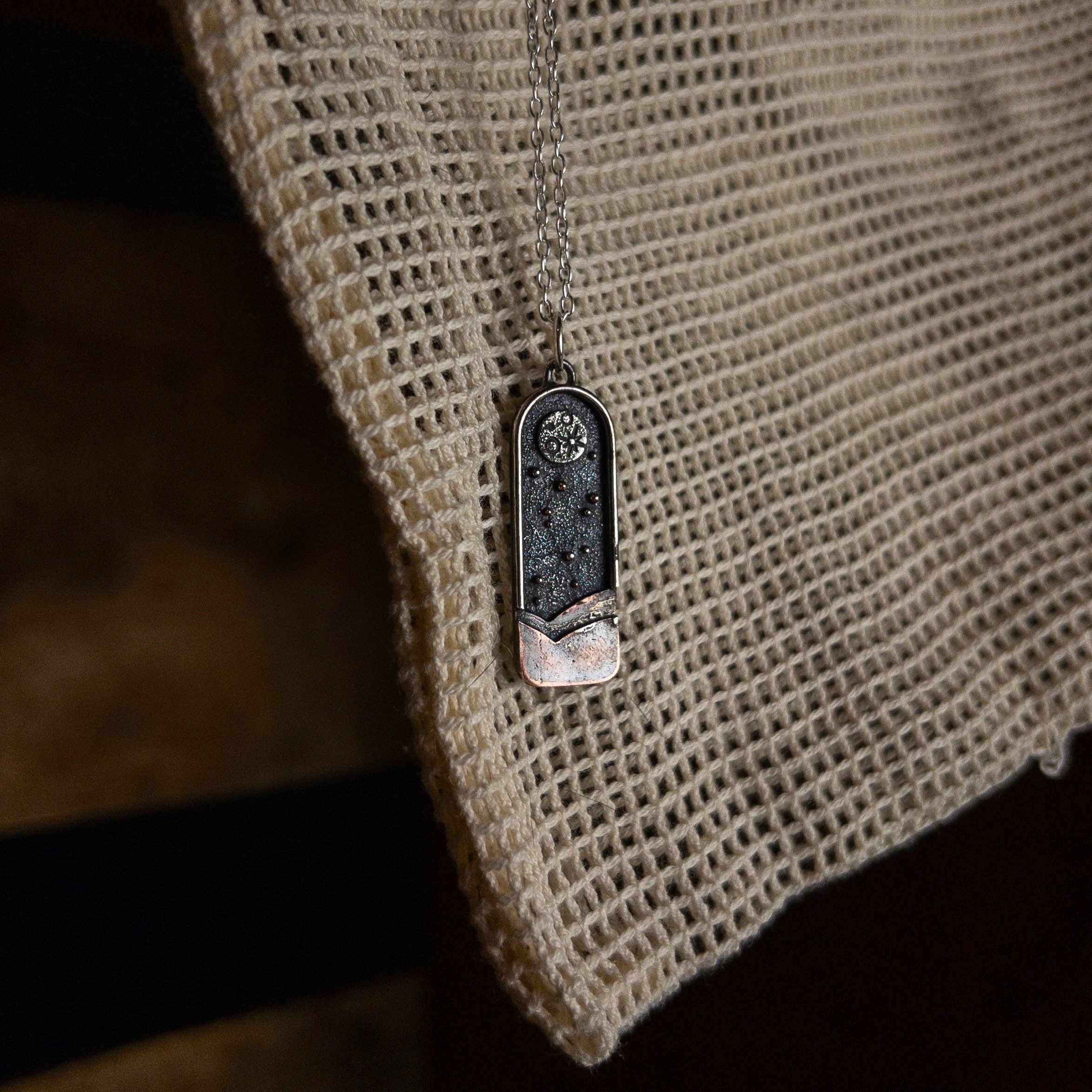 Full Moon Sterling Silver Handcrafted Rustic Lunar Charm Necklace ...