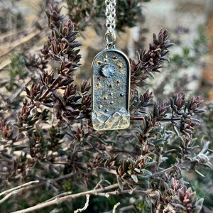 Sterling Silver, 14k Gold Star, Appalachian Mountain, Moon Charm, Stars ...