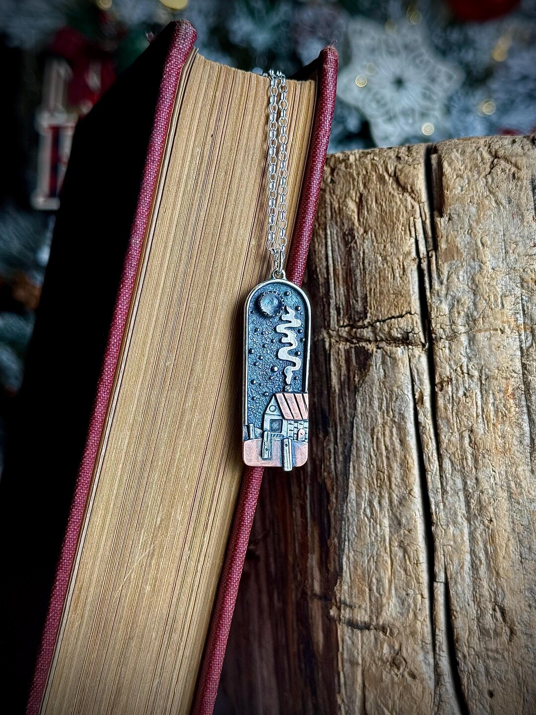 Cozy Cabin Sterling Silver Gold Appalachian Mountain Night Sky Moon ...