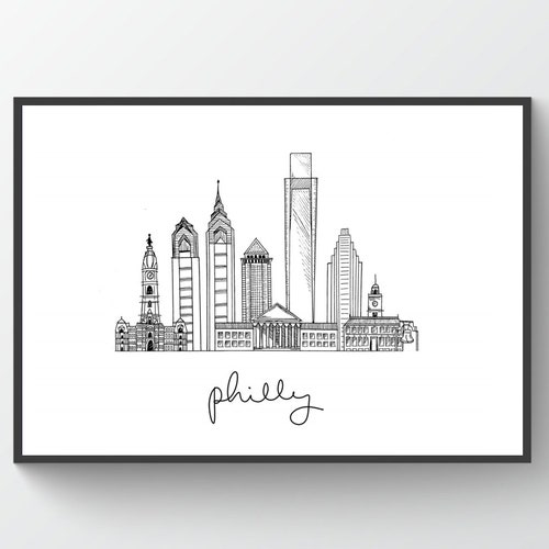 Philadelphia Pennsylvania Art Print Skyline Wall Art Philly - Etsy