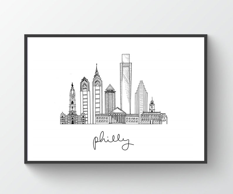 Philly Philadelphia Art Skyline Print - Etsy