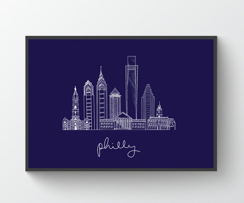 Philly Philadelphia Art Skyline Print - Etsy
