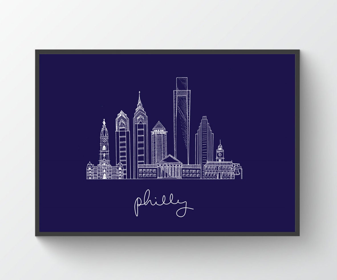 Philly Philadelphia Art Skyline Print - Etsy