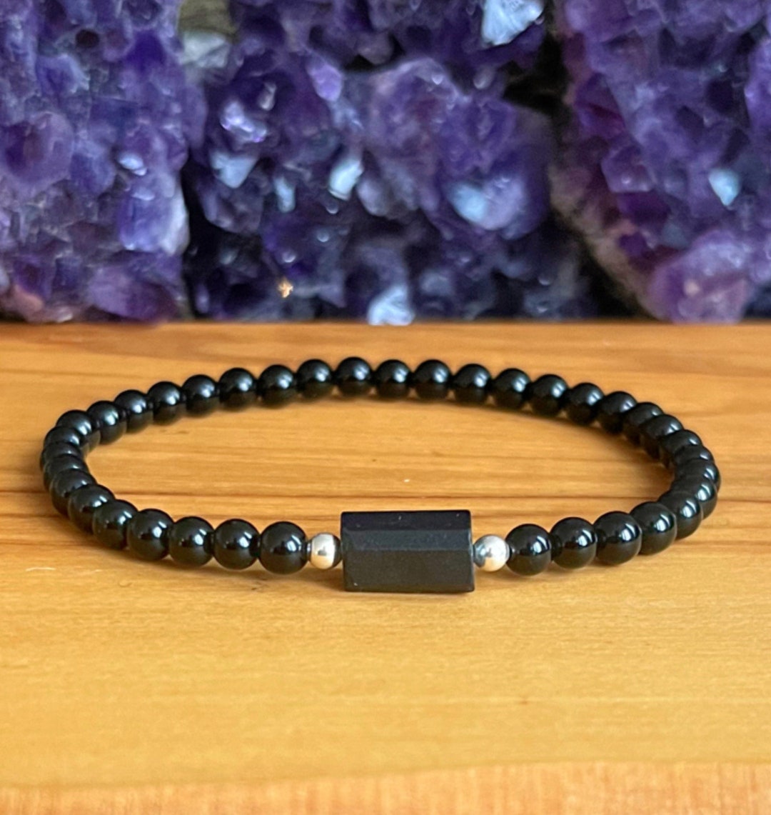 Raw Russian Shungite & Black Tourmaline Wrist Mala // 4mm Beads ...