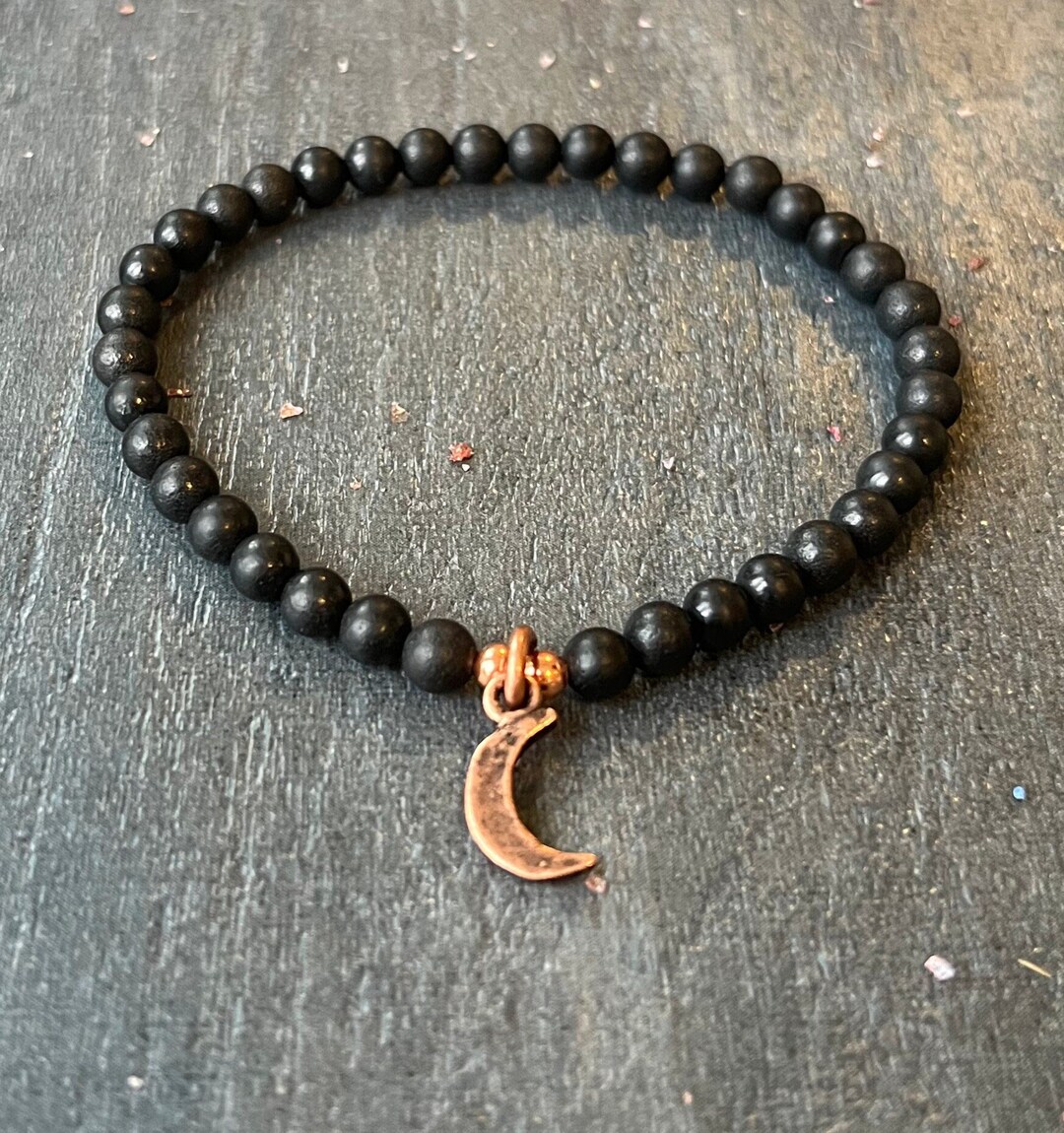 4mm Russian Shungite Moon Wrist Mala // Root Chakra Support ...
