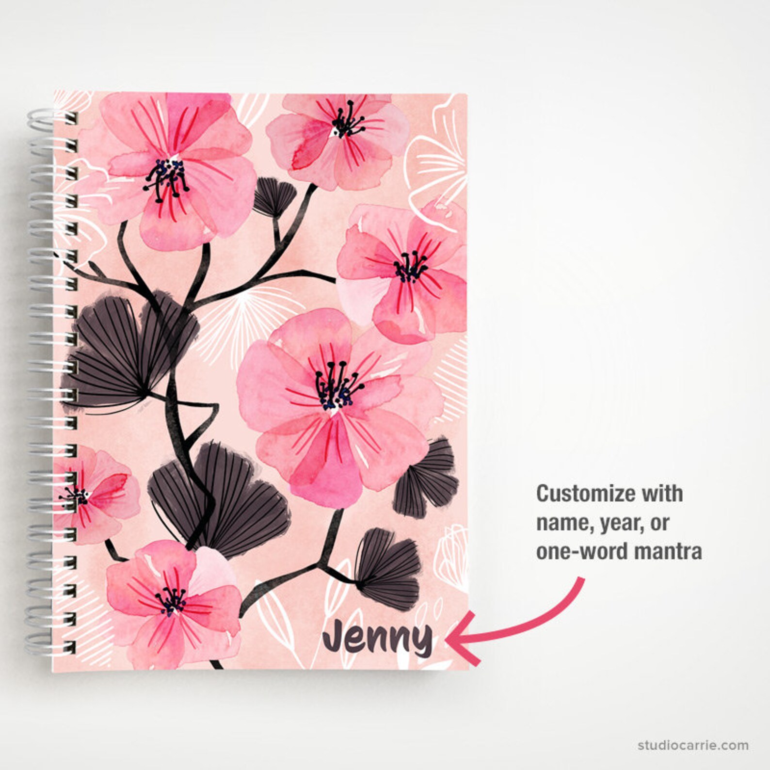 Personalized Pink Floral Notebook Custom Planning Notebook - Etsy.de