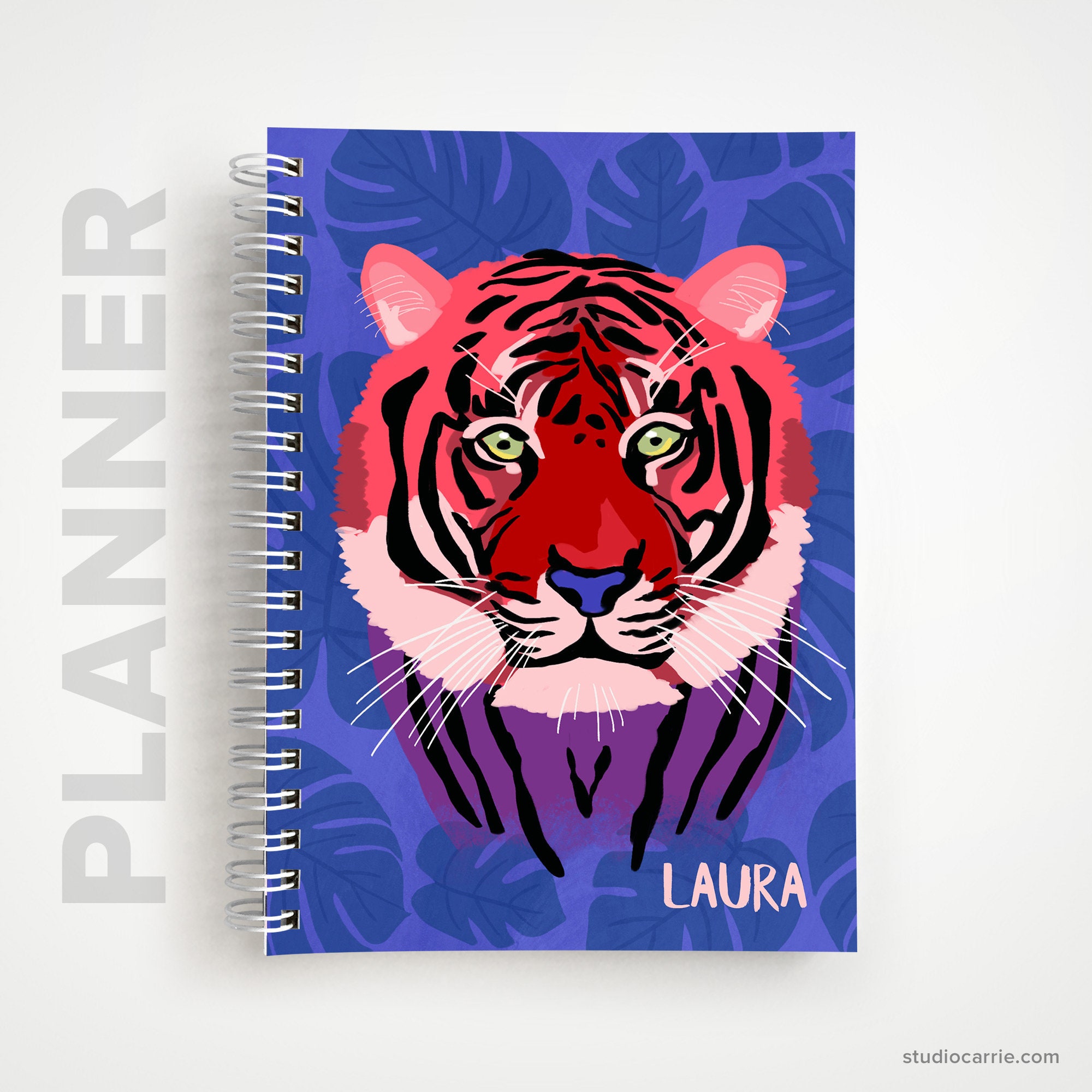 Personalized Tiger Undated Weekly Planner Tiger Spiral Notebook Planner ...