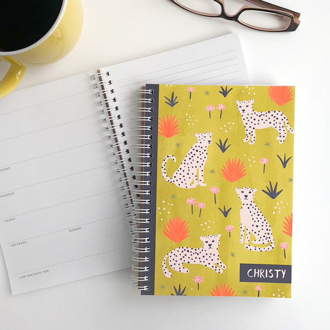 Personalized Undated Weekly Planner Leopard Spiral Notebook | Etsy