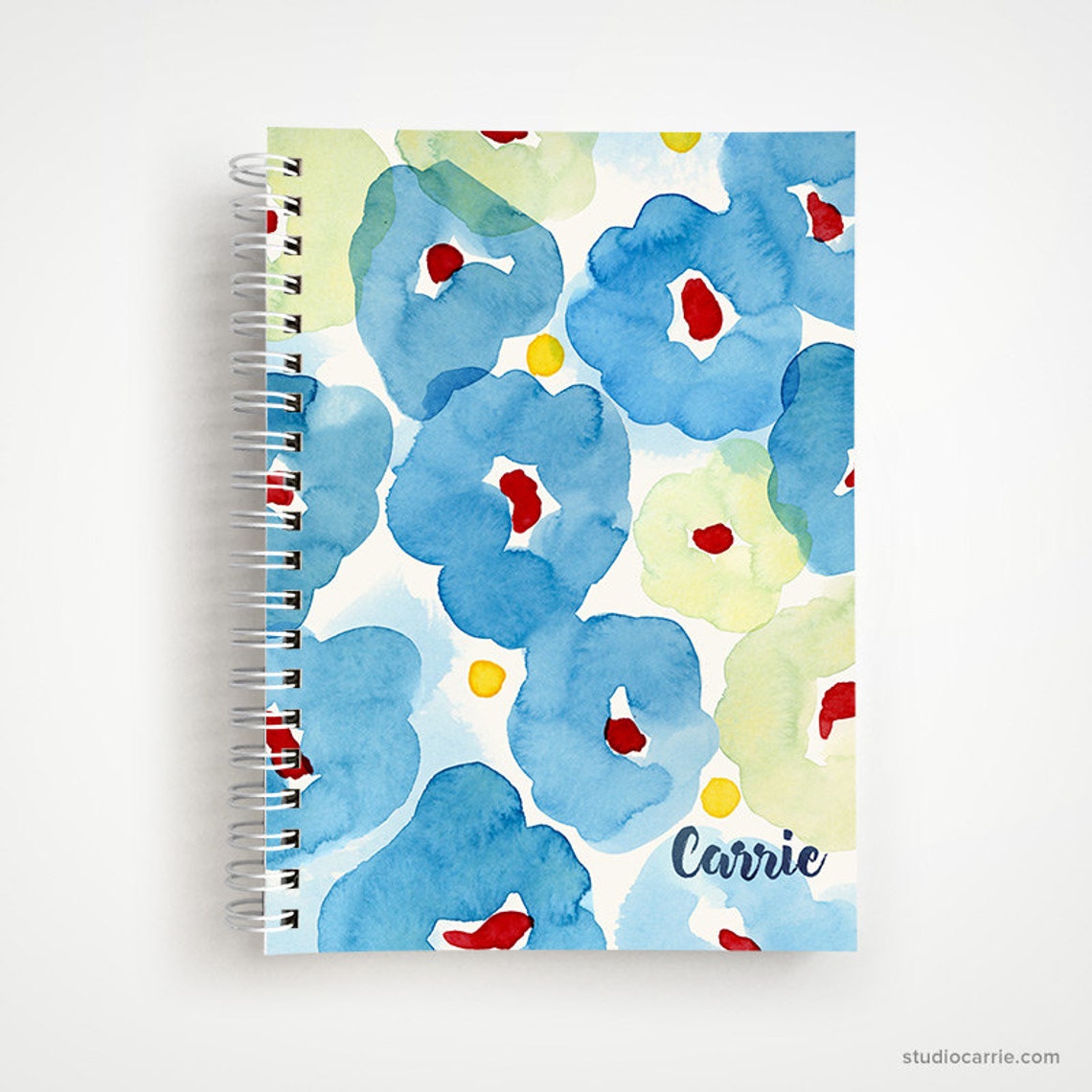 Personalized Blue Floral Spiral Notebook Custom Planning Notebook With ...