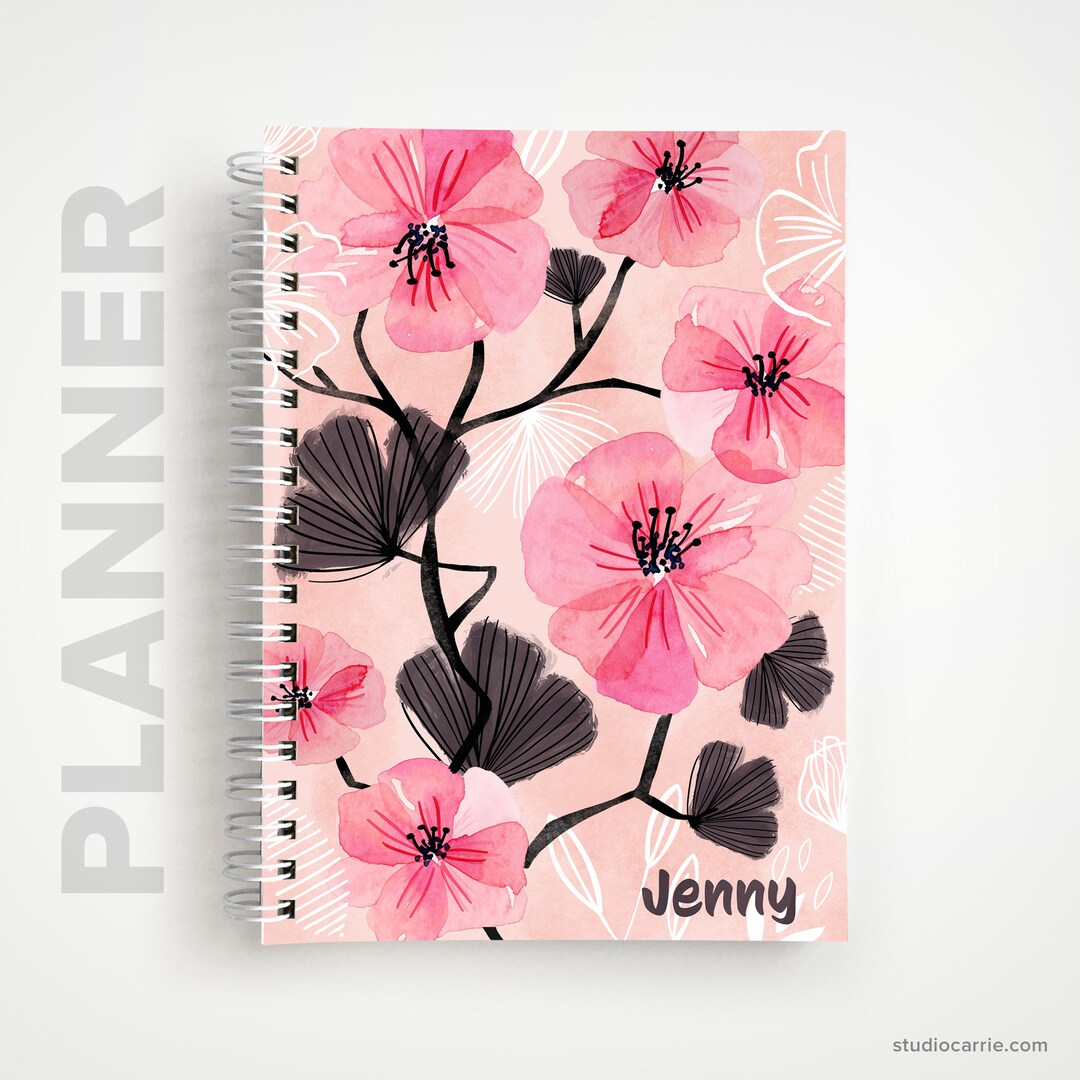Personalized Undated Weekly Planner | Pink Floral Notebook Planner ...
