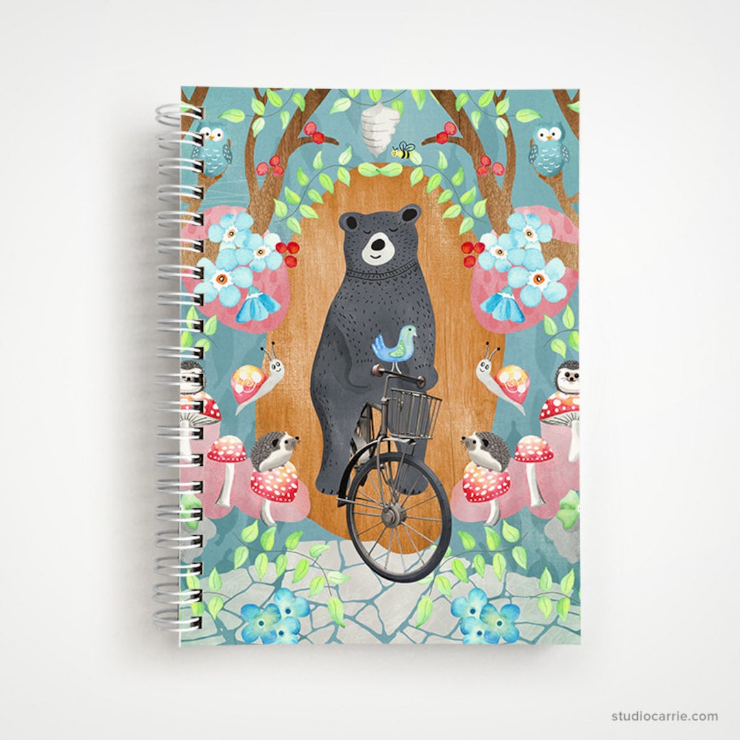 Bear Spiral Notebook | Woodland Animals Spiral Notebook With Watercolor ...