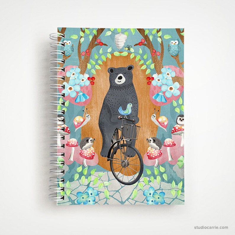 Bear Spiral Notebook Woodland Animals Spiral Notebook With - Etsy