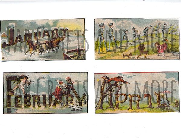 Vintage Paper Calendar Ephemera Digital Kit, Junk Journal, Printables ...