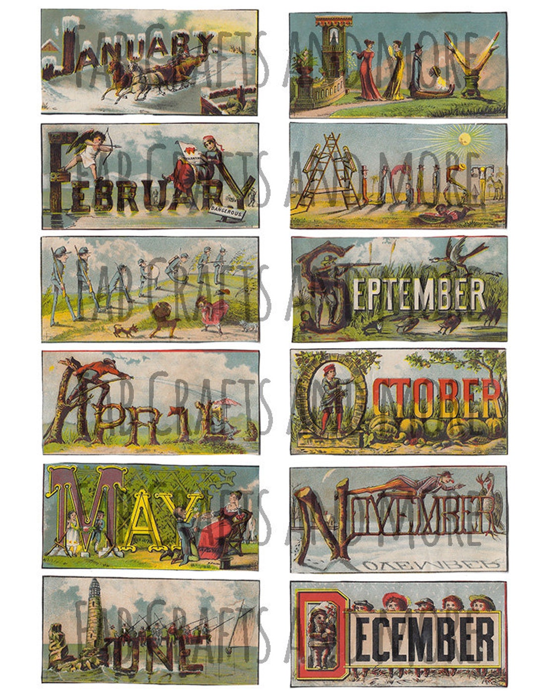 Vintage Paper Calendar Ephemera Digital Kit, Junk Journal, Printables ...