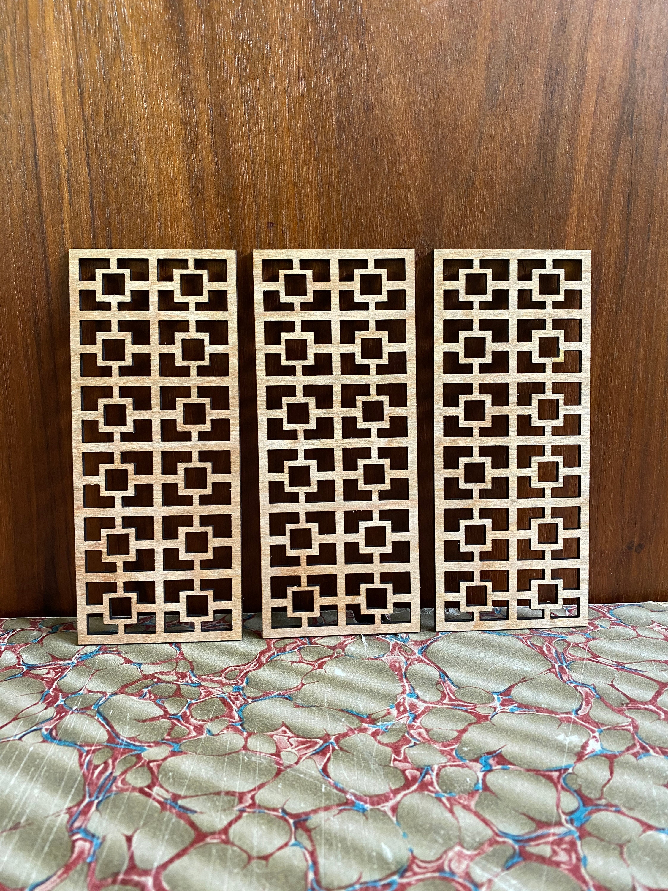 Wooden Panel for Miniatures or Dollhouse - Mid Century Asian Inspired ...