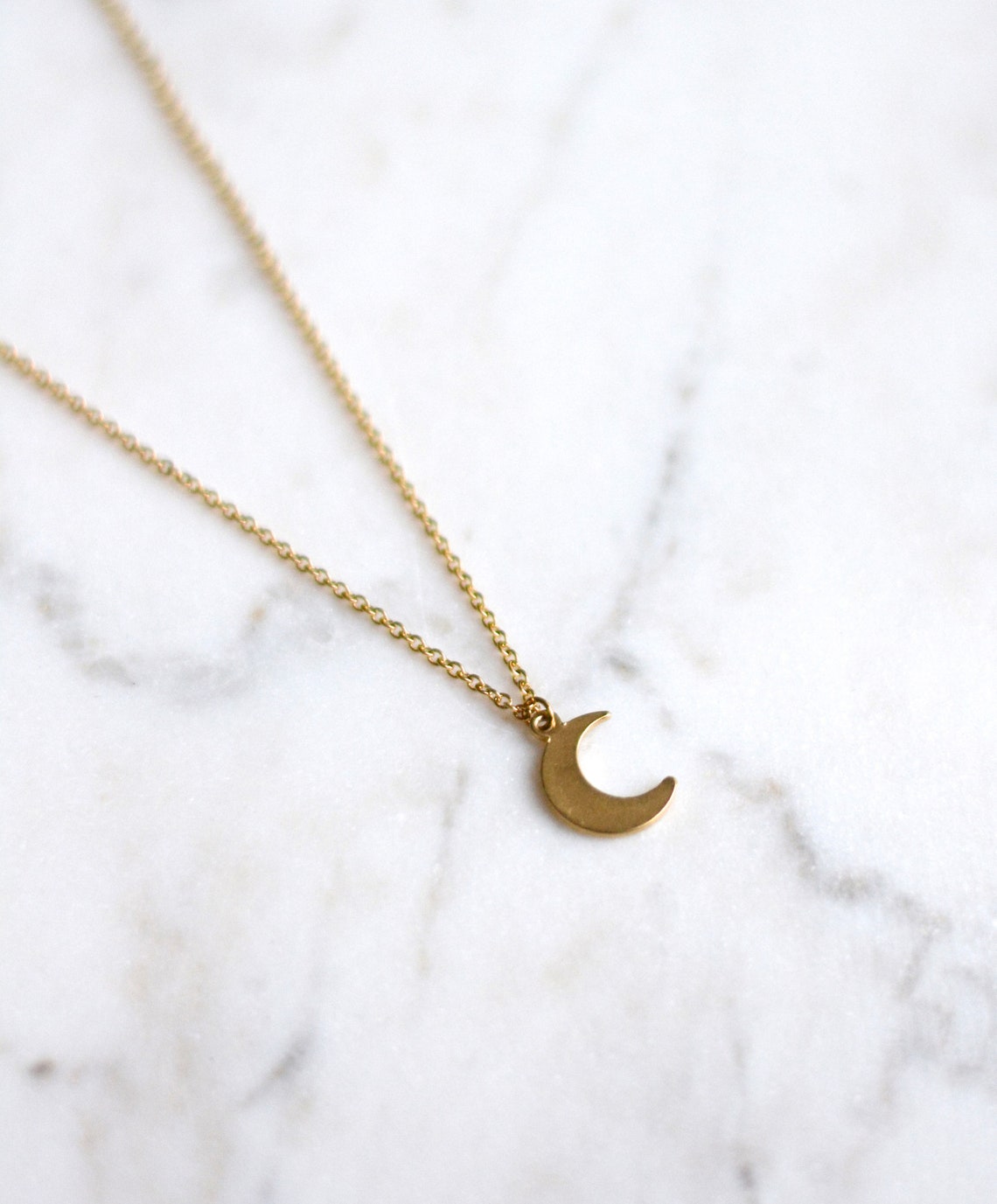 Gold Moon Necklace, Gold Necklace, Minimalist Necklace, Moon Necklace ...