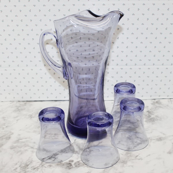 Glass Pitcher With Matching Glasses - Etsy