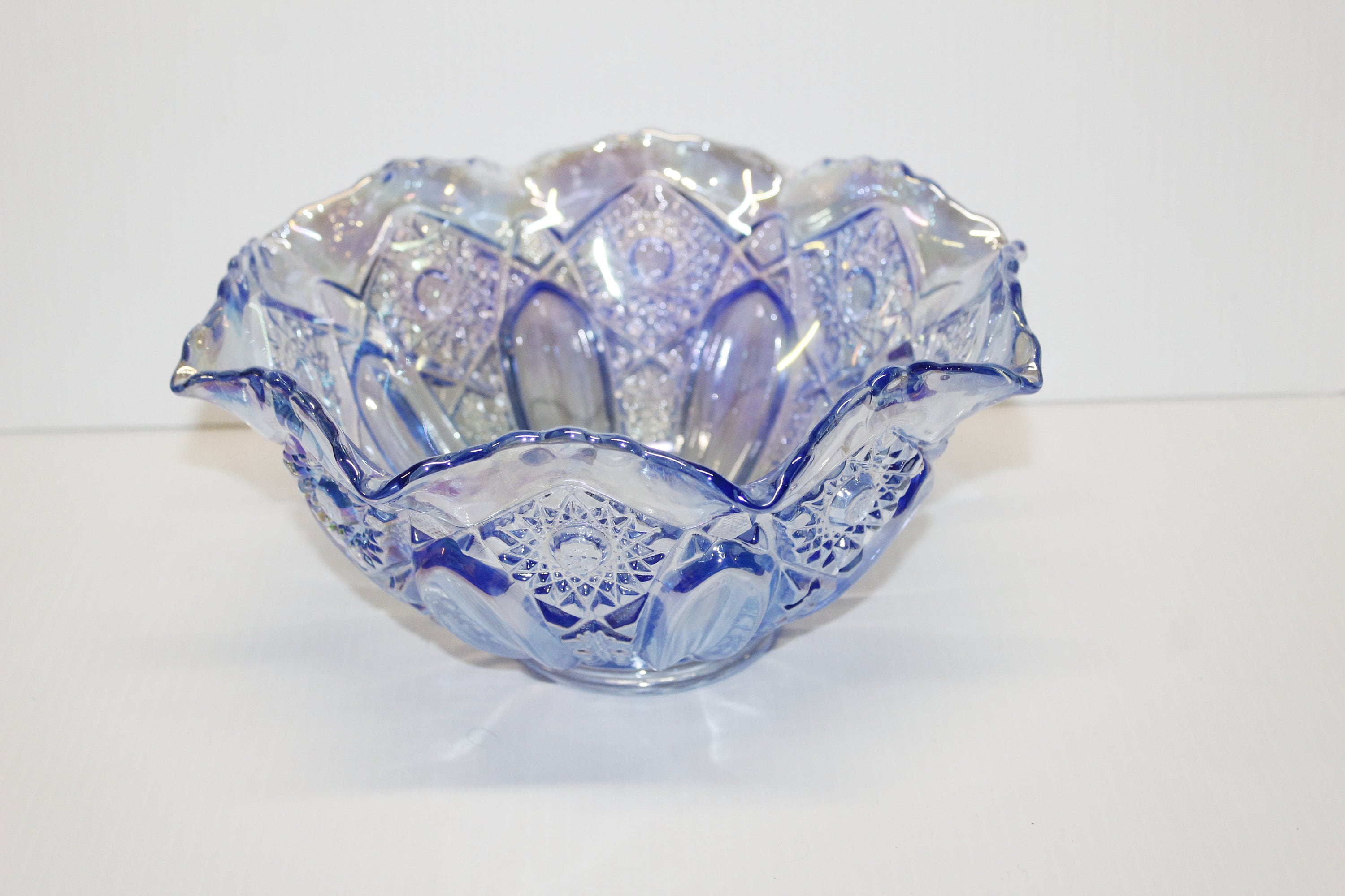 Vintage L. E. Smith Glass Handmade Blue Carnival Glass Deep - Etsy