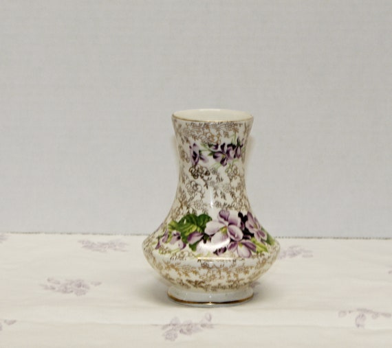 Vintage James Kent Vase Made in England Gold Floral Chintz | Etsy