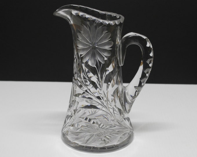 Vintage Fancy Large Glass Water Pitcher or Juice Pitcher Brilliant Cuts ...