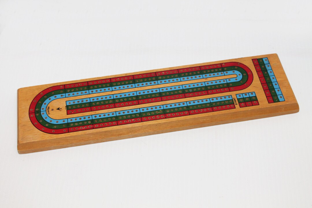 Vintage Wood Cribbage Board, Colored C1980's With Colored Pegs and ...