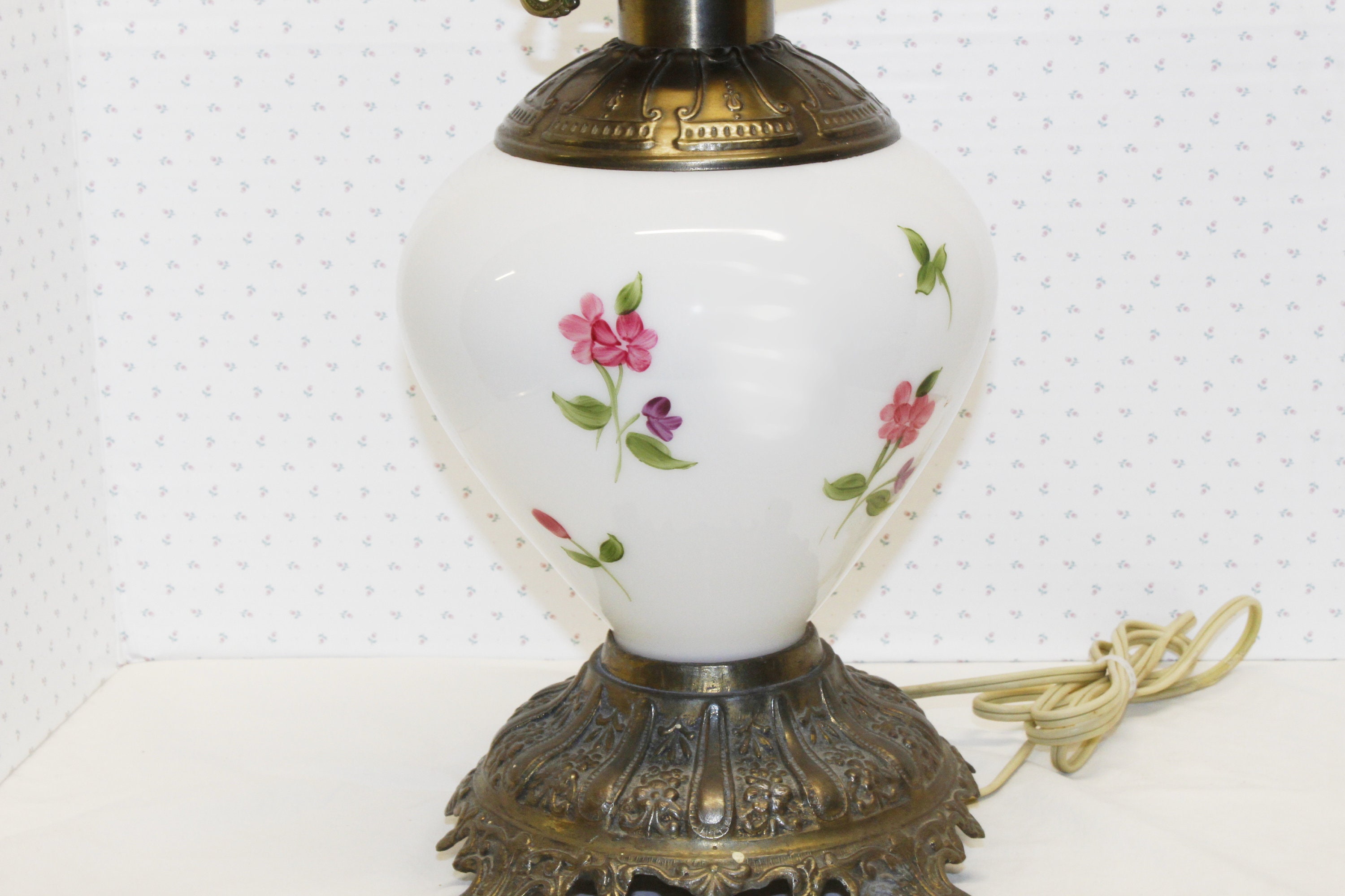 Vintage Hurricane Table Lamp Electric White Milkglass Pink - Etsy