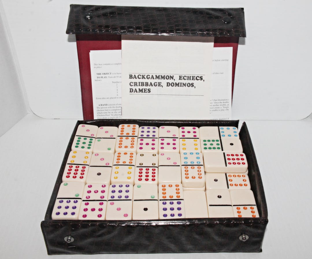 Vintage Jumbo Set of Double Twelve Professional Boxed Domino Set, 91 ...