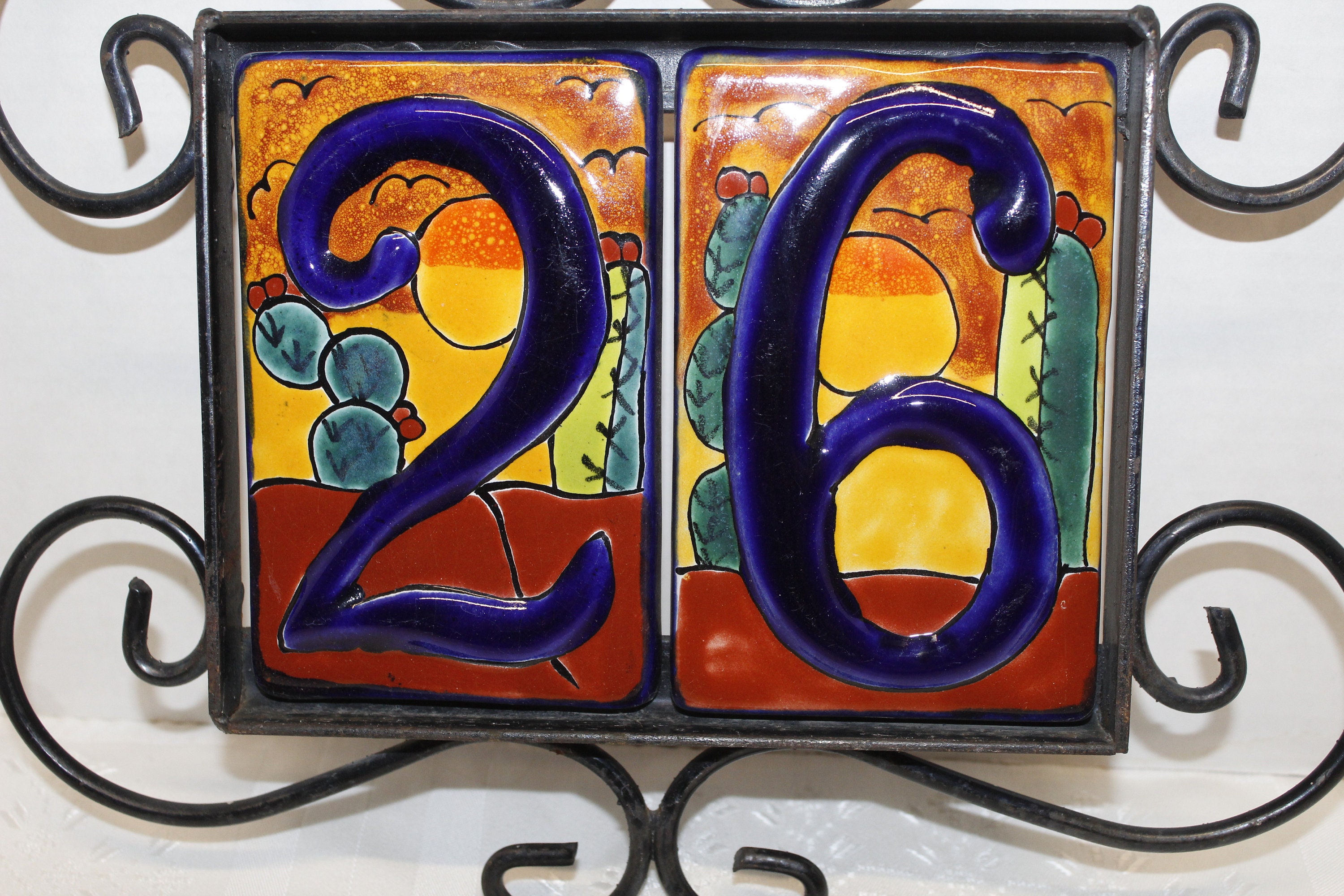 Vintage Ceramic House Numbers Tiles in Black Scrolled Wrought | Etsy