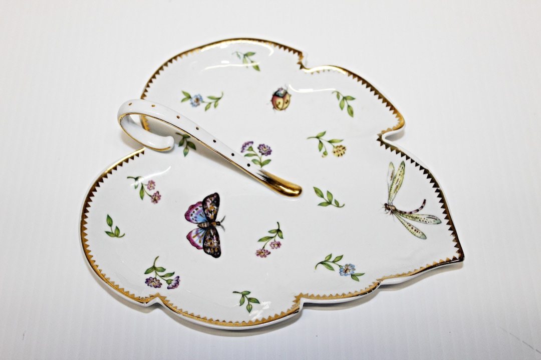 Vintage I. Godinger & Co. Porcelain Leaf Tray Primavera 8" Tray With ...