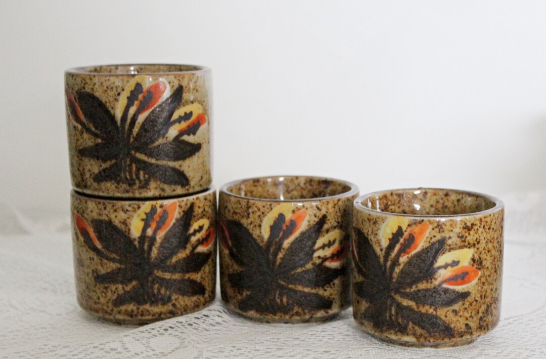 Vintage Set of 4 Stoneware, Espresso Cups, Teacups, Japan Sipping Tea ...