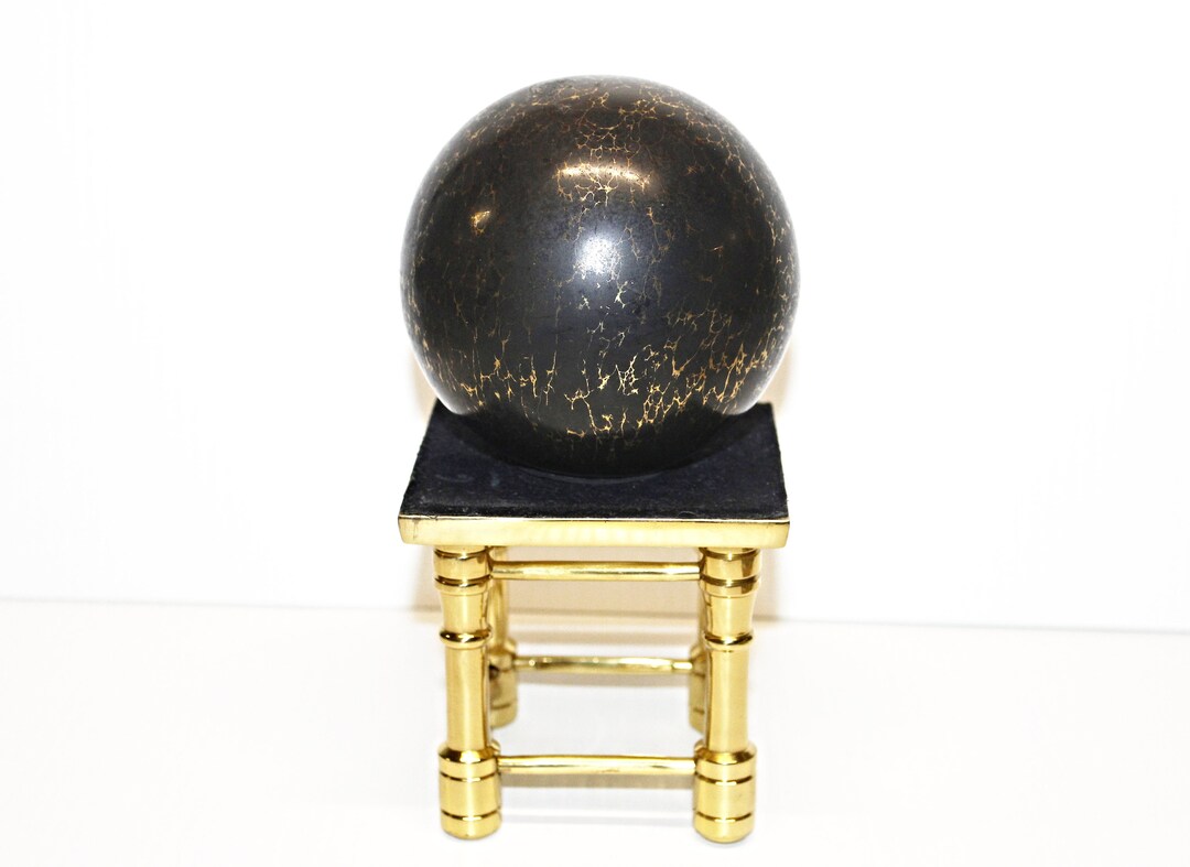 Vintage Ceramic Sphere or Orb With Brass Stand, Large 13 1/2" Round ...