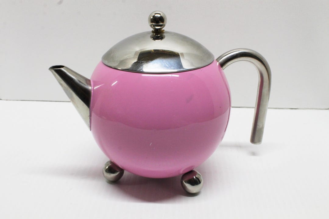 Vintage G & H Tea Services Painted Lady's Round Teapot, Stainless Steel ...