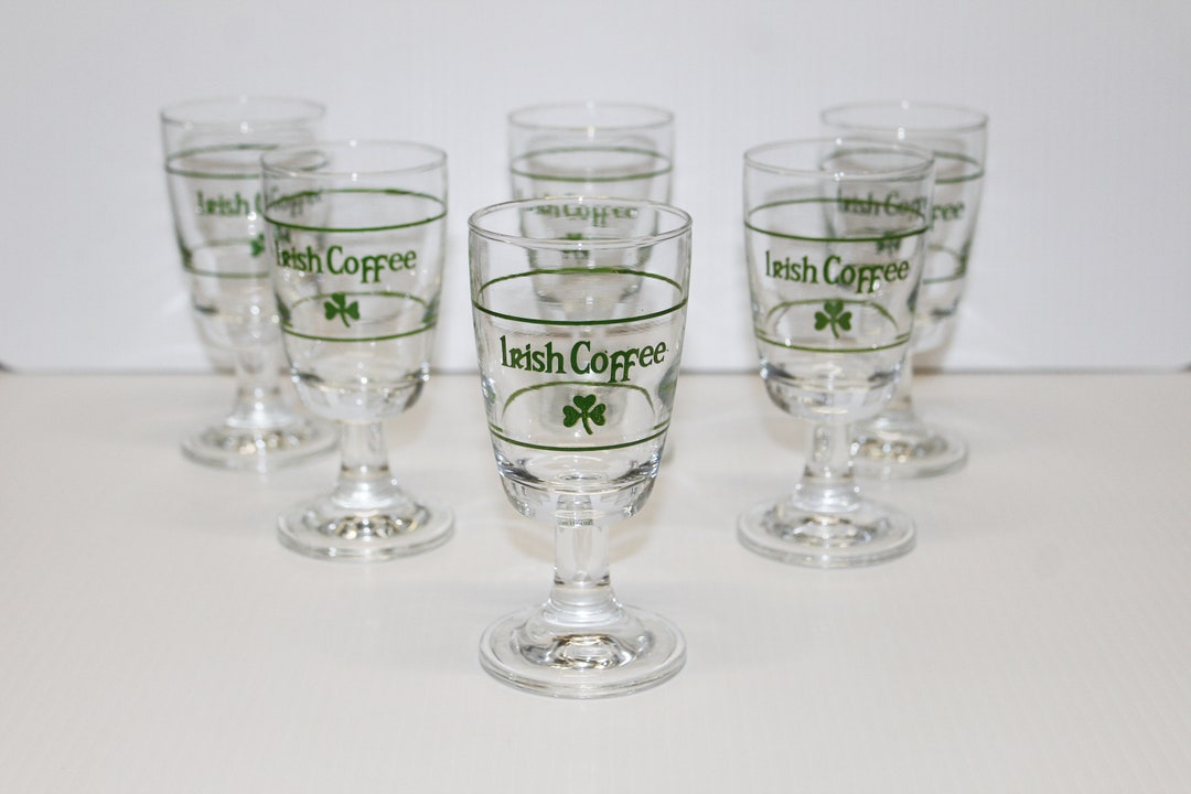 Vintage Irish Coffee Whiskey Glasses Set of 6 Glasses Shamrocks Irish ...