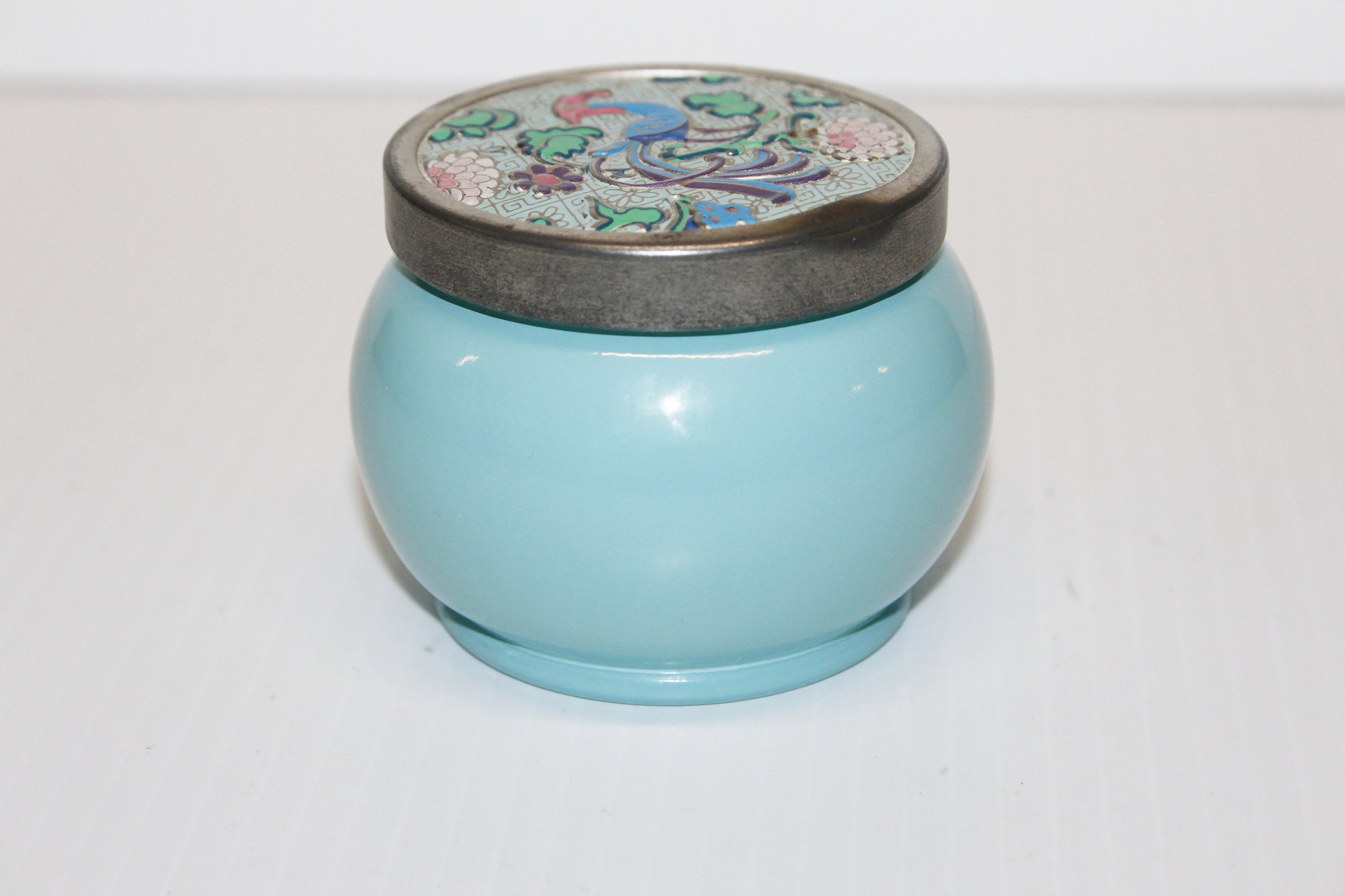 Vintage Avon Bird of Paradise Glass Turquoise Blue Jar, 5 Oz (empty ...